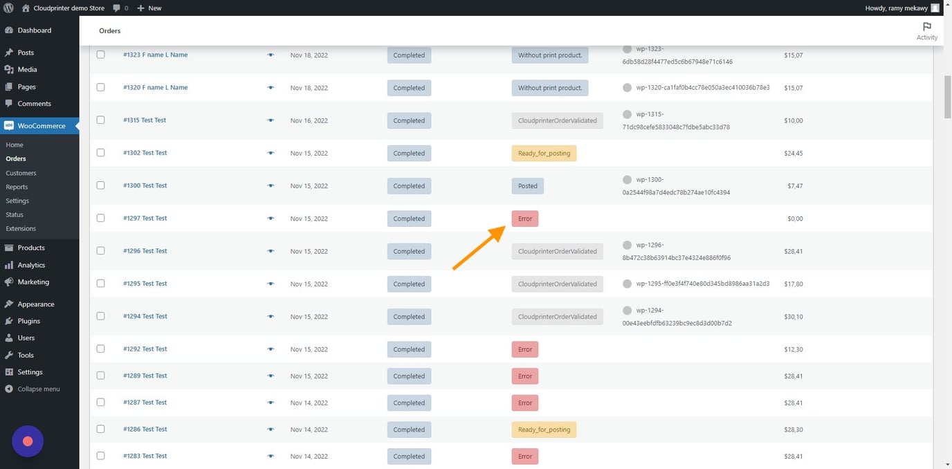 How to identify an error in WooCommerce